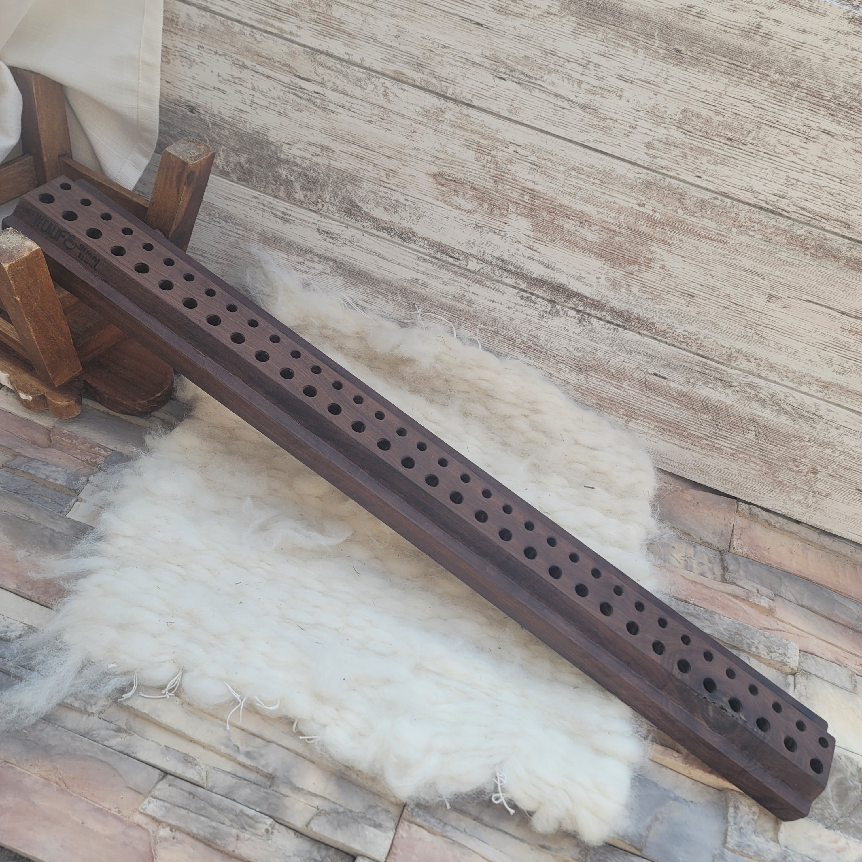 36" 2 Row Black Walnut Peg Loom Handwoven Viking Weaving Rug – Weald & Wool